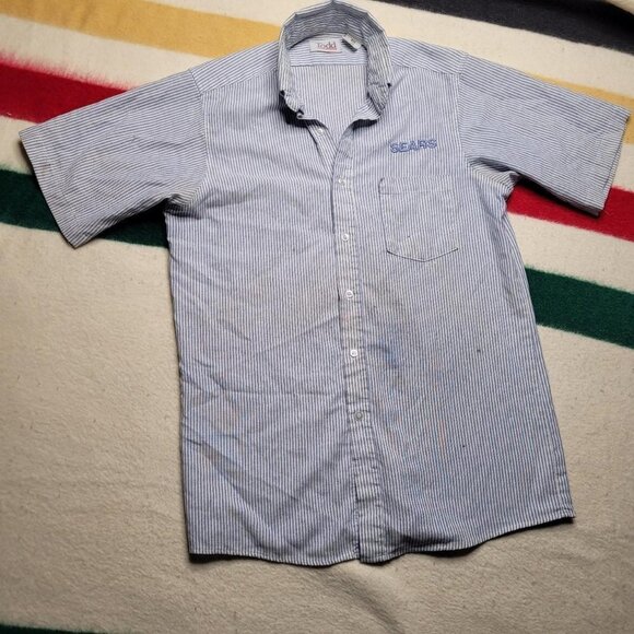 Vintage | Shirts | Vintage 8s Striped Sears Shop Shirt | Poshmark